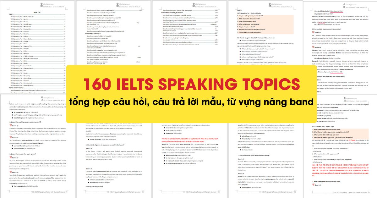 160 IELTS Speaking Topics with Questions and Sample Answers